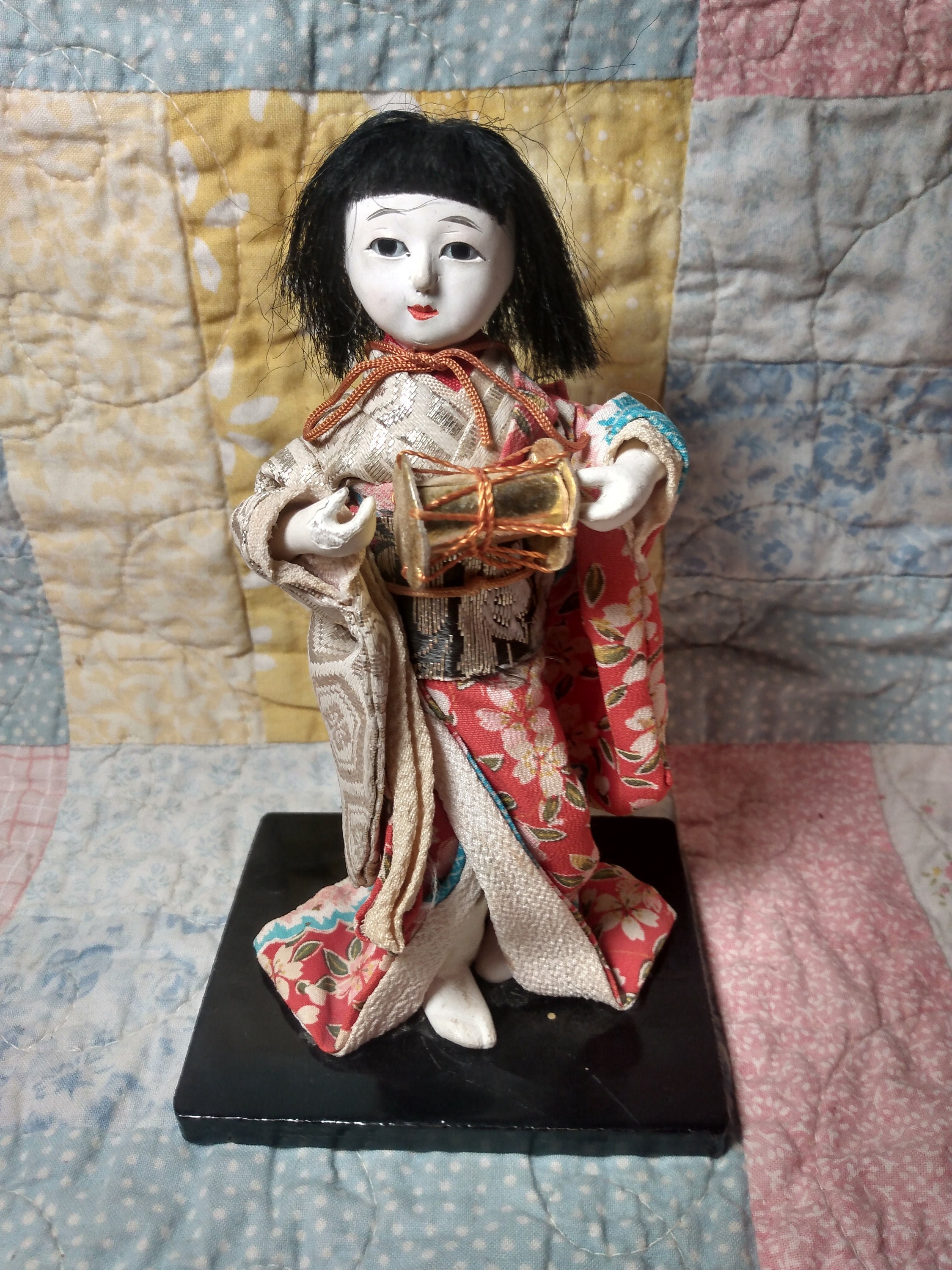 Japanese Gofun Oyster Shell Souvenir Doll Holding Musical Instrument - Etsy