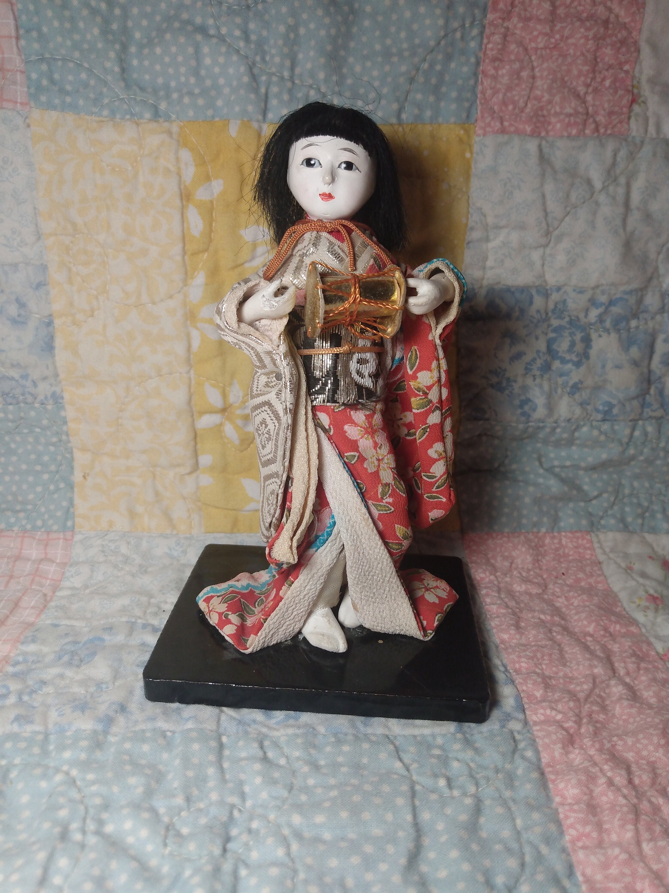 Japanese Gofun Oyster Shell Souvenir Doll Holding Musical Instrument - Etsy