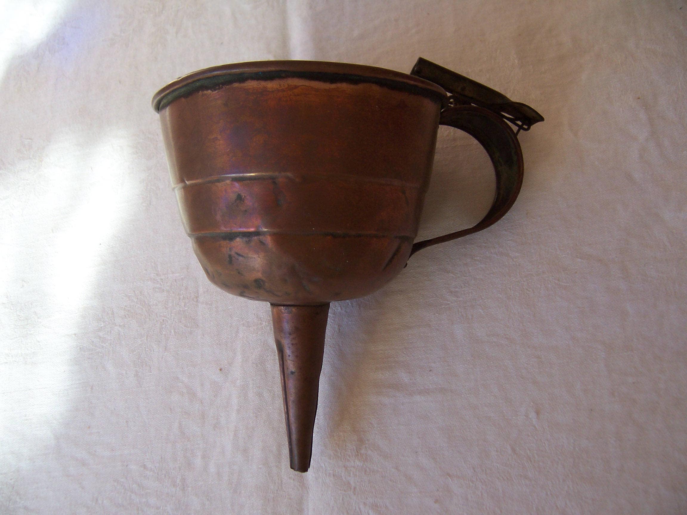 Vintage Copper Jelly/oil/moonshine Funnel With Stop Trigger Handle ...