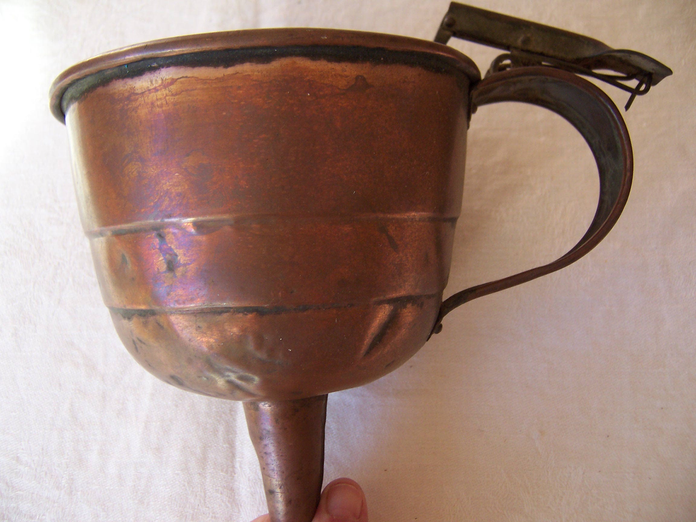 Vintage Copper Jelly/oil/moonshine Funnel With Stop Trigger Handle ...
