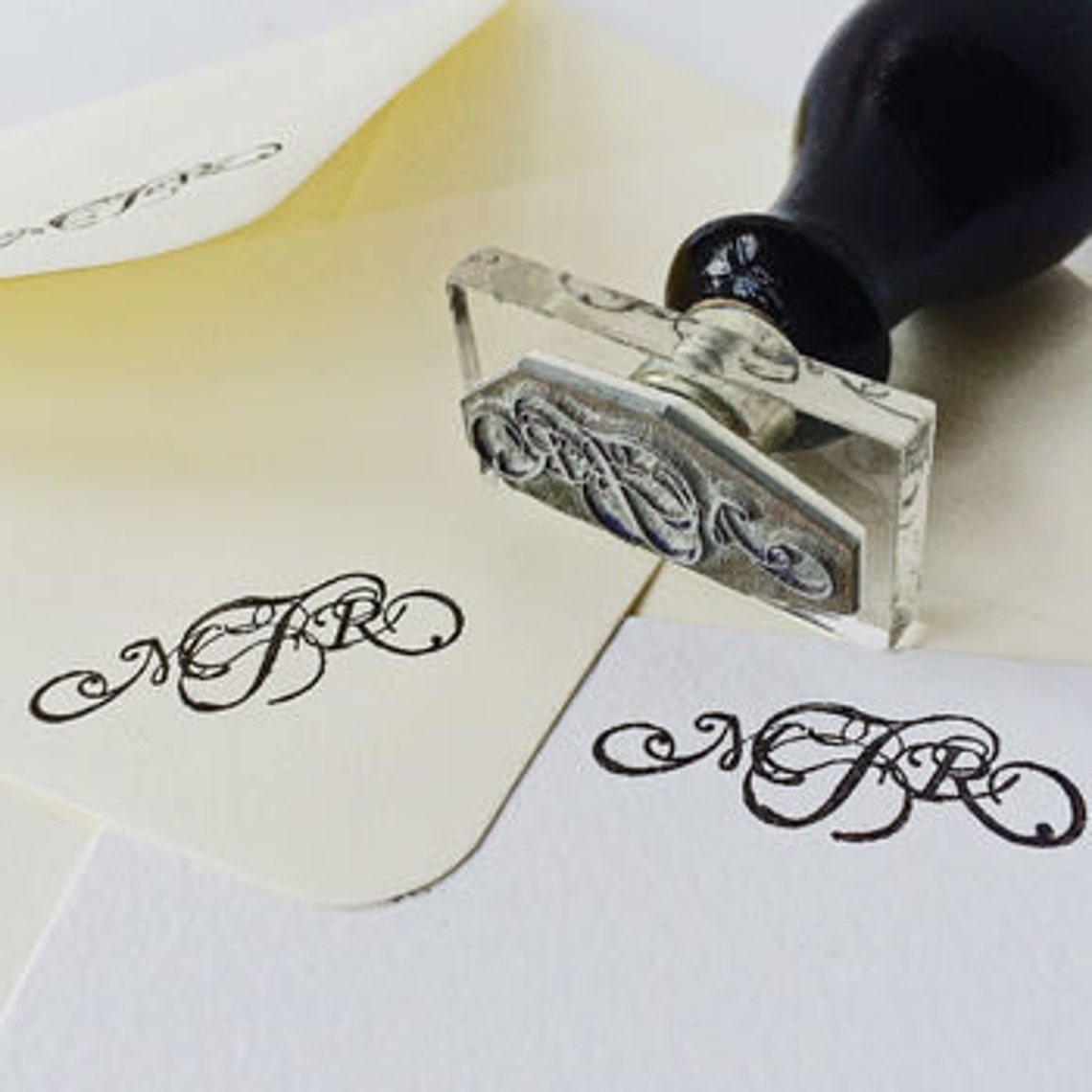 Calligraphy Monogram Stamp Personalised Wedding Stamp | Etsy