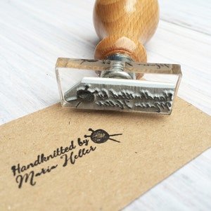 Personalised Knitted by Stamp | Label Stamp | Handmade Stamp | Gift for Knitters | Knitting ...