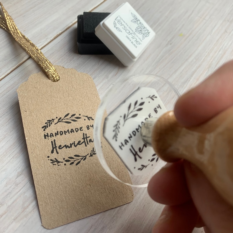 Personalised Handmade by stamp Botanical handmade stamp | Etsy