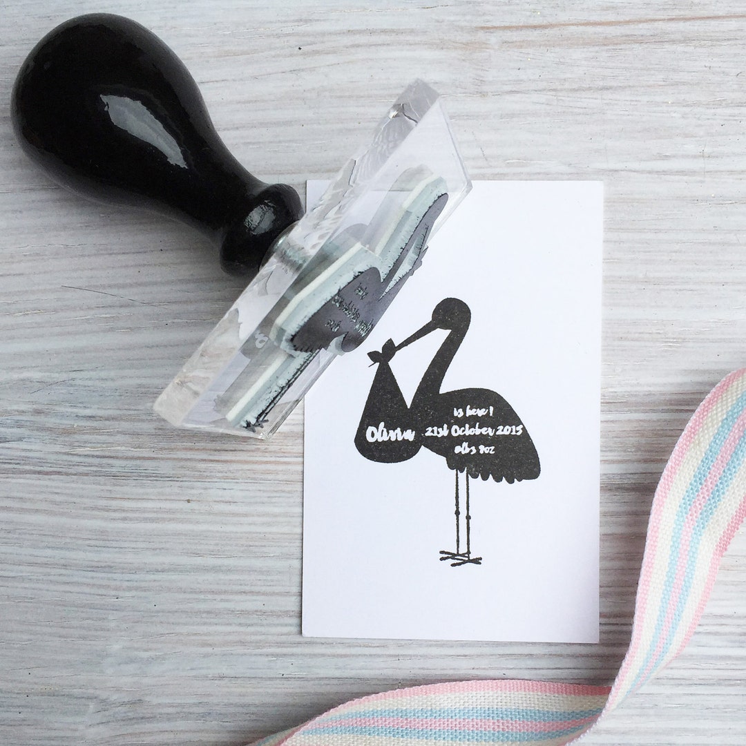 Birth Announcement Stamp | Personalised Stork Stamp | New Baby Stamp ...