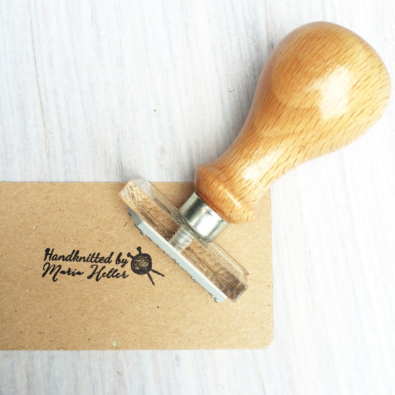 Personalised Knitted by Stamp | Label Stamp | Handmade Stamp | Gift for Knitters | Knitting ...
