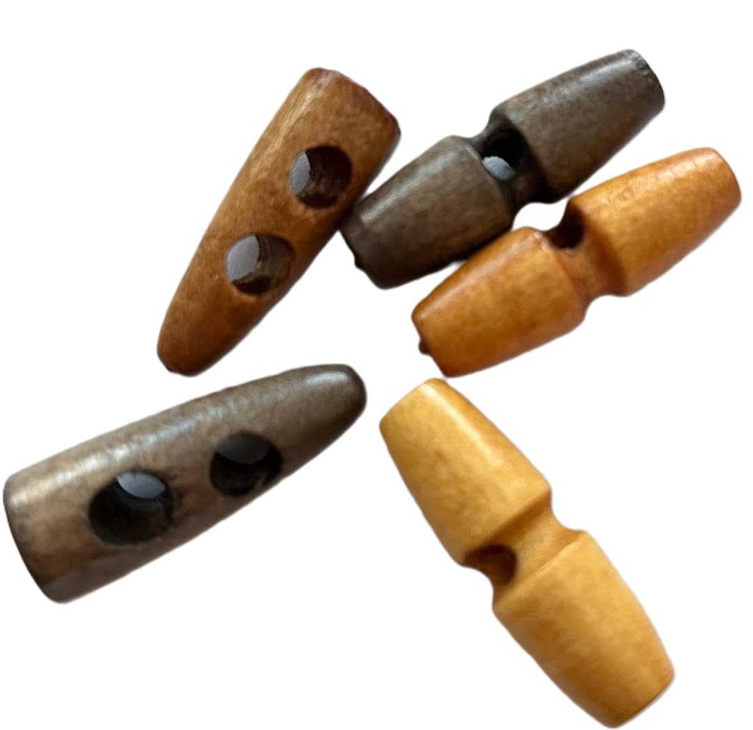5 Wooden Toggle Buttons 30mm Ideal for Baby / Toddler Jackets. Straight ...