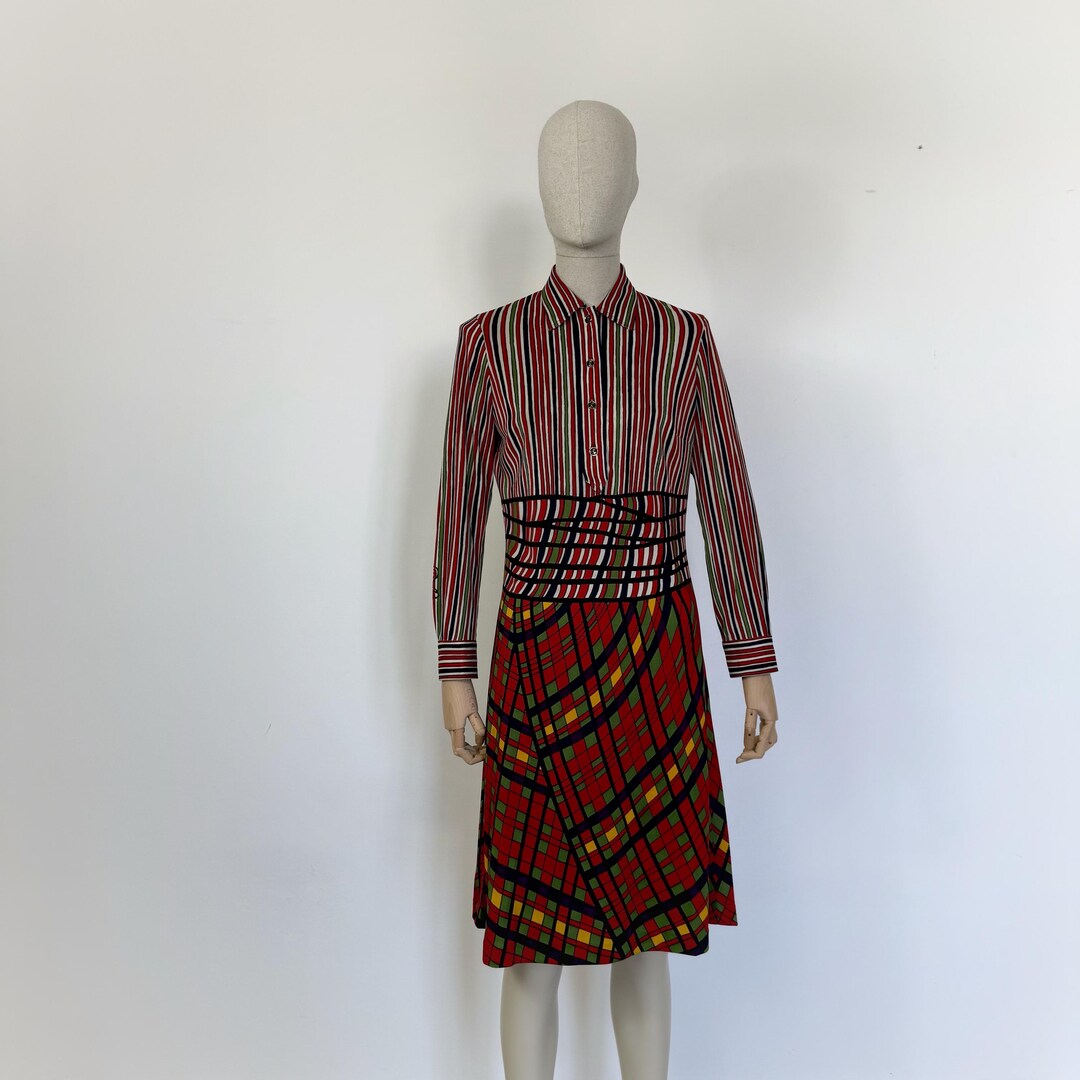 Vintage Roberta Di Camerino Trompe L'oeil Dress - 1970s Psychedelic ...