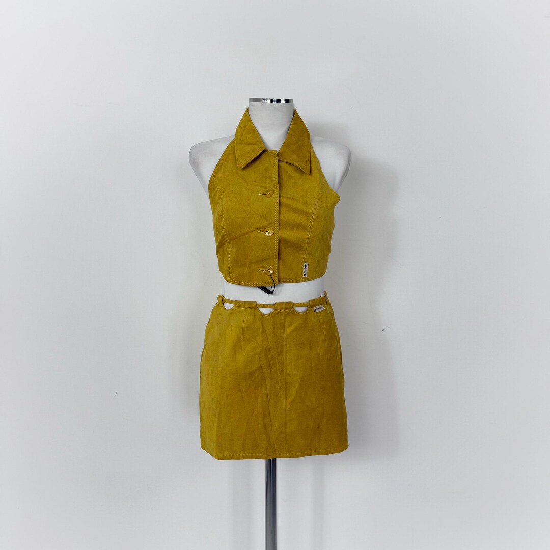 Vintage 60s Skirt Suit, Skirt Suit Set, 1960s Suede Mini Skirt, Halter ...