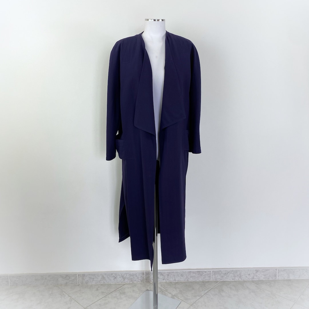 JACQUES MOLKO Blue Long Duster Coat, Women Long Duster Coat, Blue ...