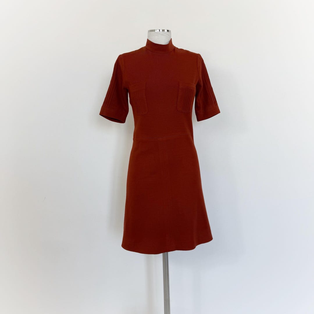 Vintage 60s Rust Mini Dress: Wool Sheath With Pockets (S/M) - Etsy