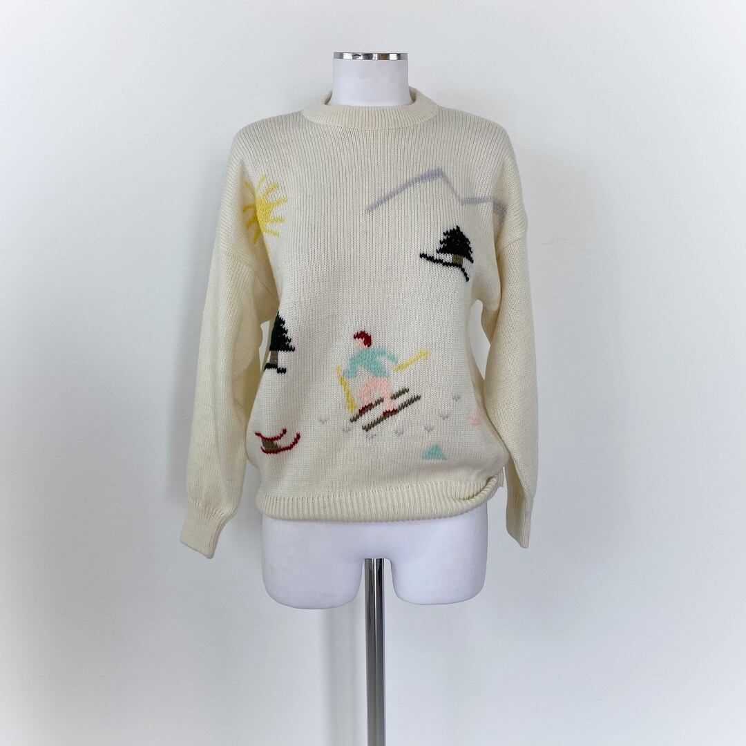 Vintage 90s Landscape Sweater, Mountain Sweater, Winter Sweater, Cute ...