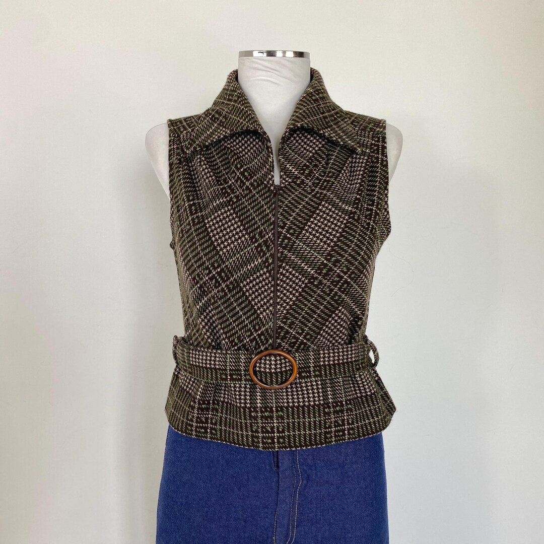 70s Vintage Waistcoat, 1970s Top, 70s Vest Top, 1970s Collared Top ...
