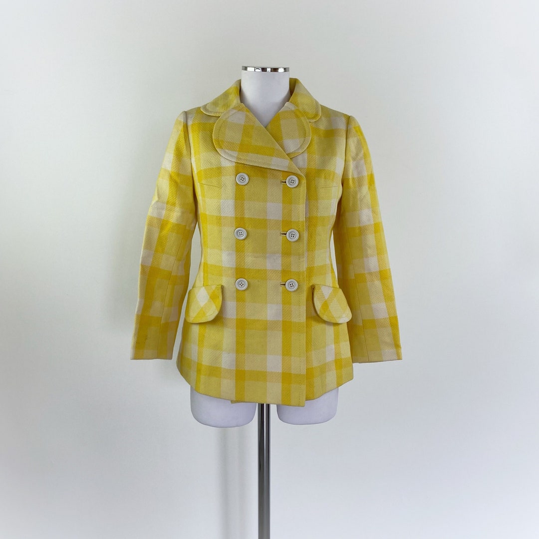 Vintage 60s Plaid Jacket, Yellow Plaid Jacket, 1960s Plaid Jacket, Mod ...