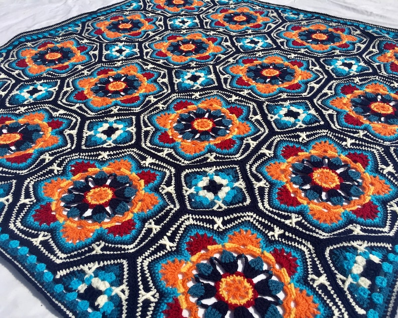Persian Tiles Crochet Blanket - Etsy