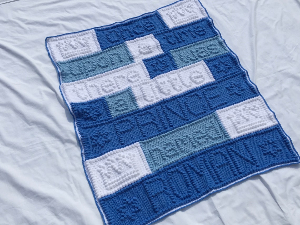 Personalised Crochet Prince Baby Boy Blanket With a Name and Once Upon ...