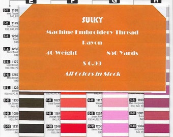 Sulky Machine Embroidery Thread Rayon in Stock and Ready to | Etsy