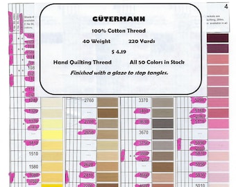 Gutermann Color Chart - Etsy UK
