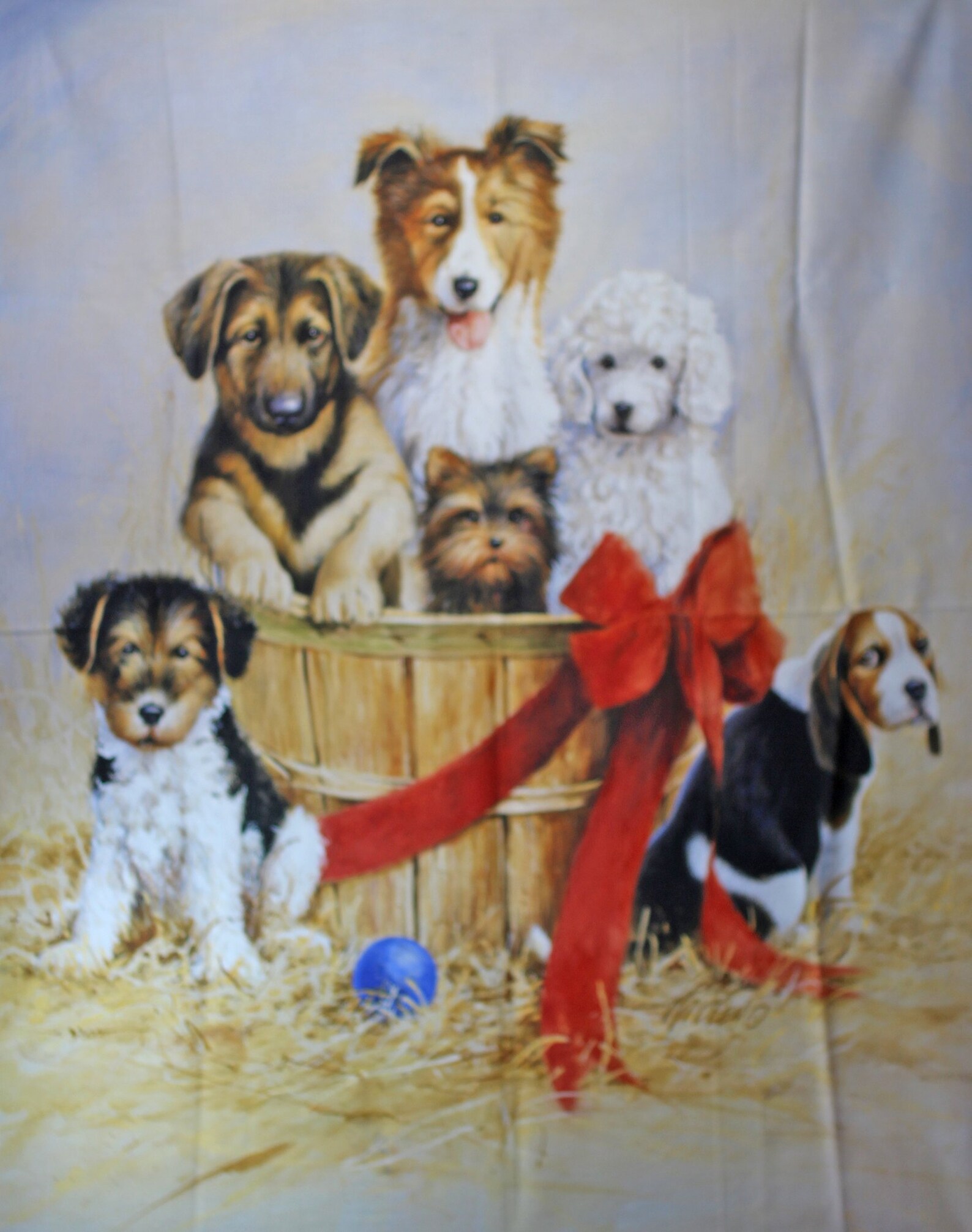 Fabric Panel Dogs. Six Puppies Different Breeds Poodle | Etsy