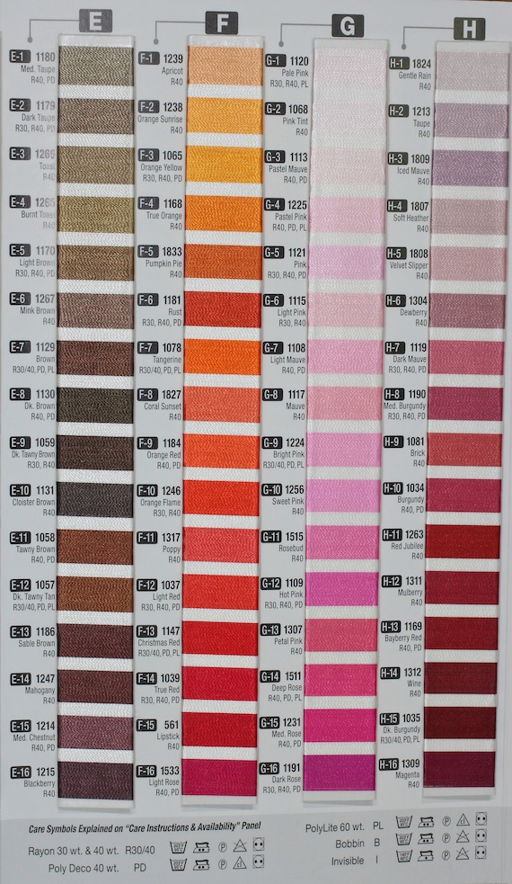 Sulky Thread Color Chart Machine Embroidery Thread Color Conversion