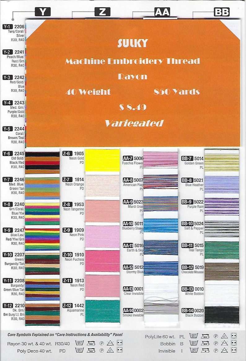 Sulky Machine Embroidery Thread Rayon in Stock and Ready to - Etsy