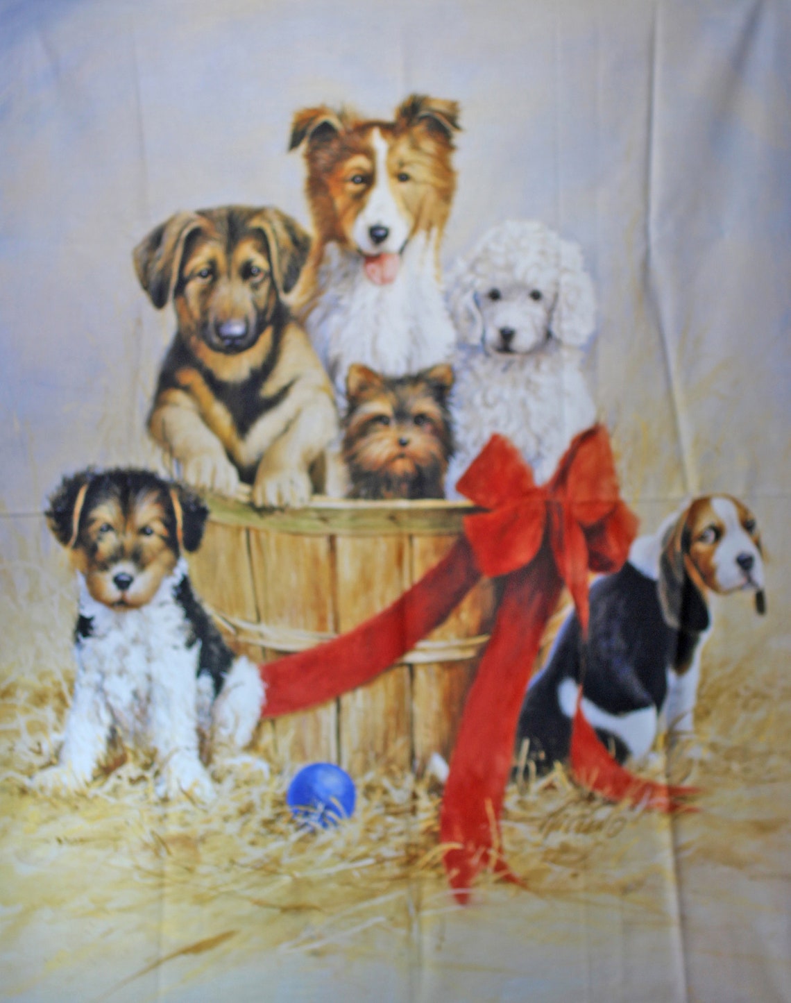 Fabric Panel Dogs. Six Puppies Different Breeds Poodle | Etsy