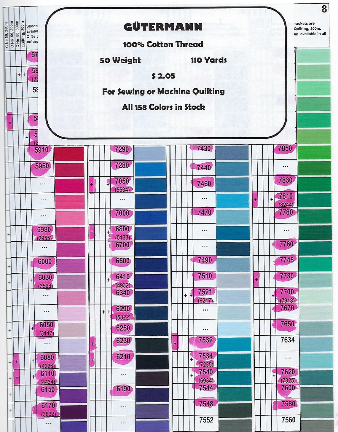 Gutermann Cotton Thread. Quilting and Embroidery Thread. A 109 Yard ...