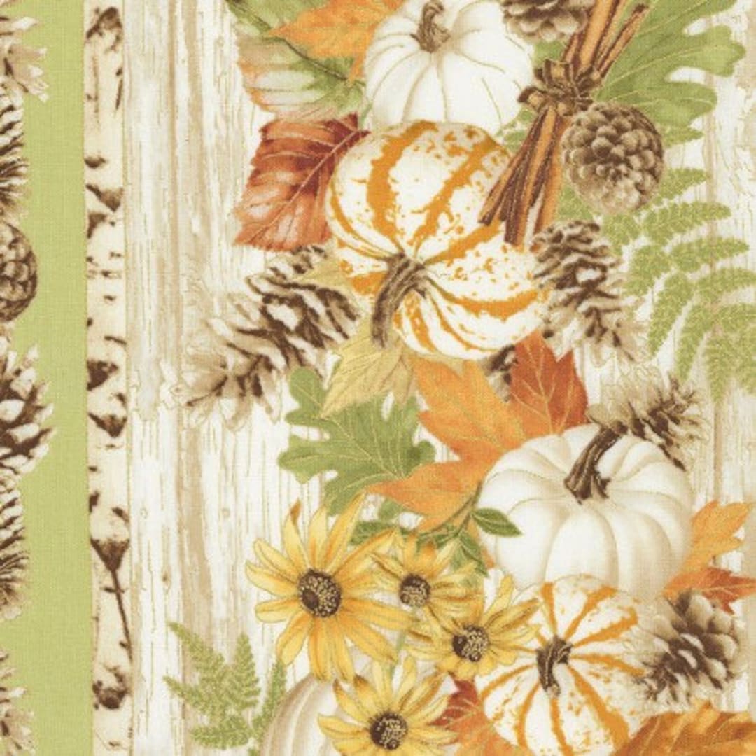 Quilting Fabric Border Print. "harvest-sage" CM6851 by Timeless ...