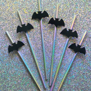 Pink Halloween. Halloween Straws. Bat Straws. Modern Halloween ...