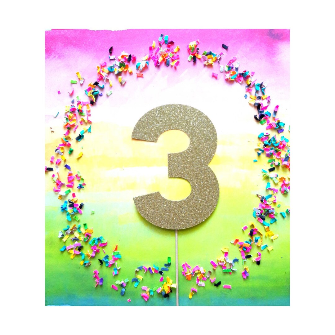 3rd Birthday Cake Topper. Three Cake Topper. Number Three. Three. Three ...