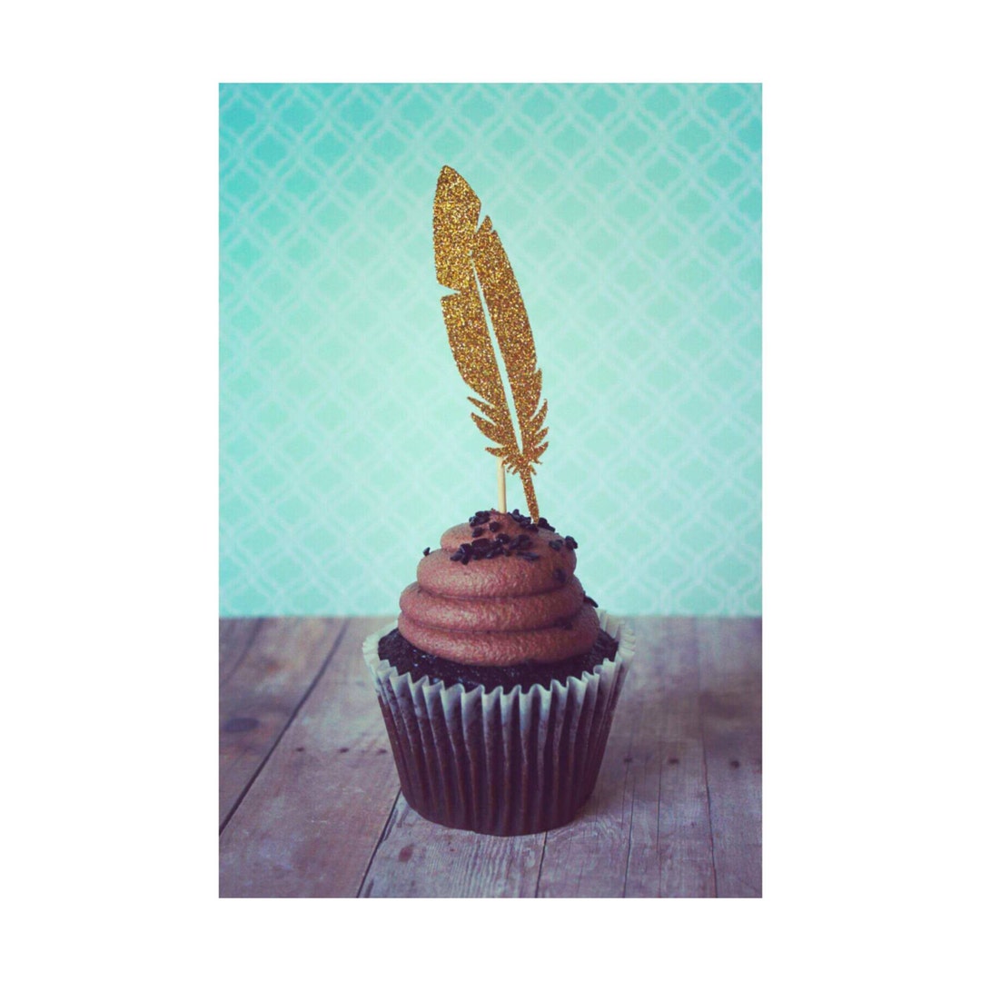 Feather Cupcake Toppers. Gold Tribal Arrow. Gold Tribal Theme. Boho ...