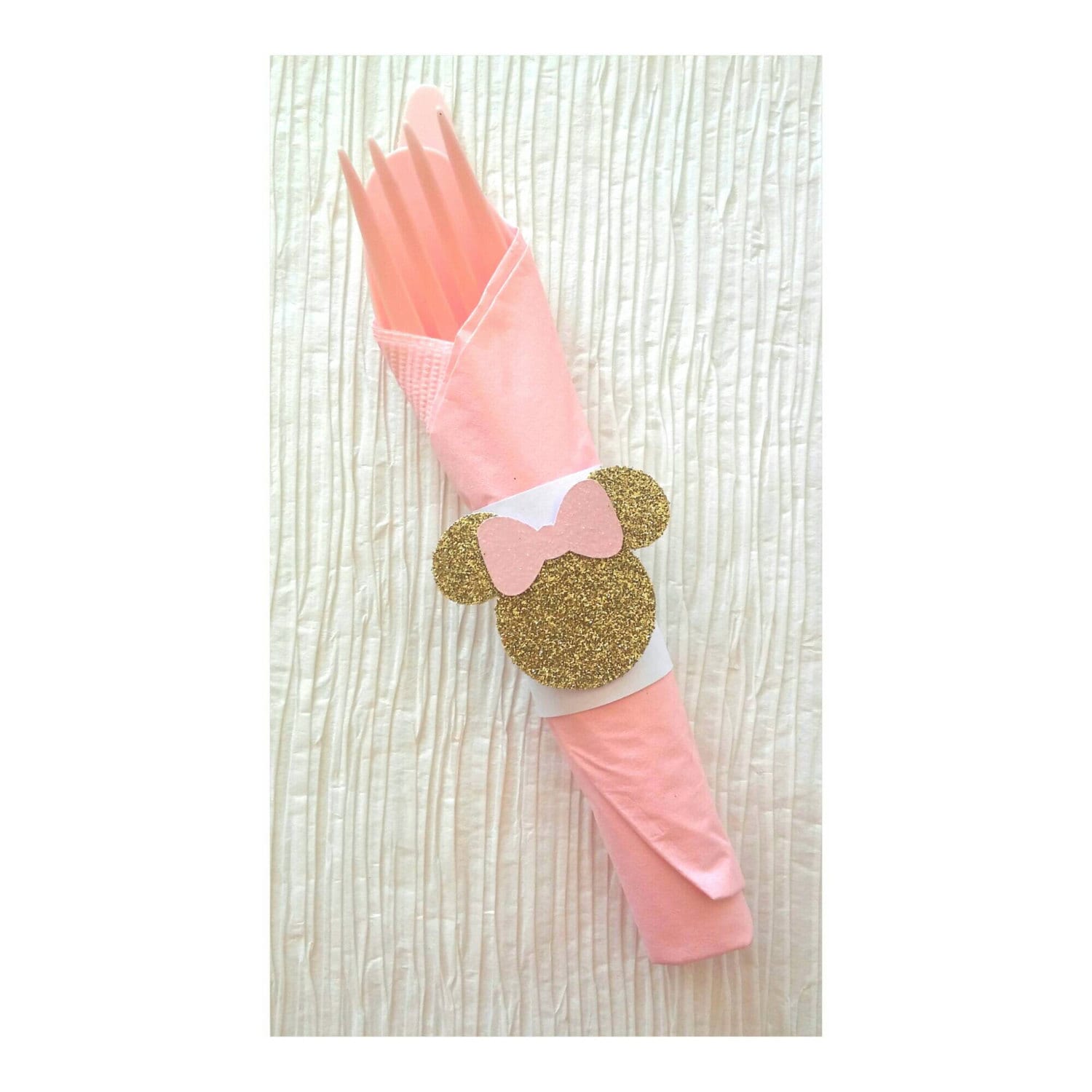 Minnie Mouse Party Cutlery Set, Pink and Gold Napkin Wrap (12 Sets) - Etsy