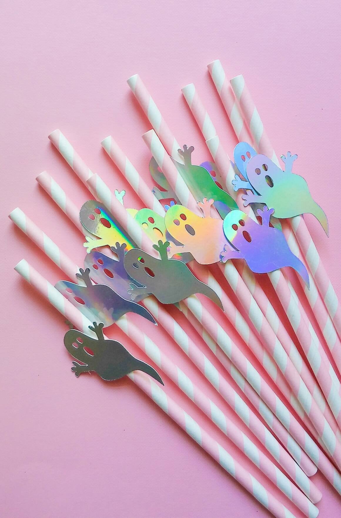 Pastel Halloween. Pink Halloween. Halloween Straws. Ghost | Etsy