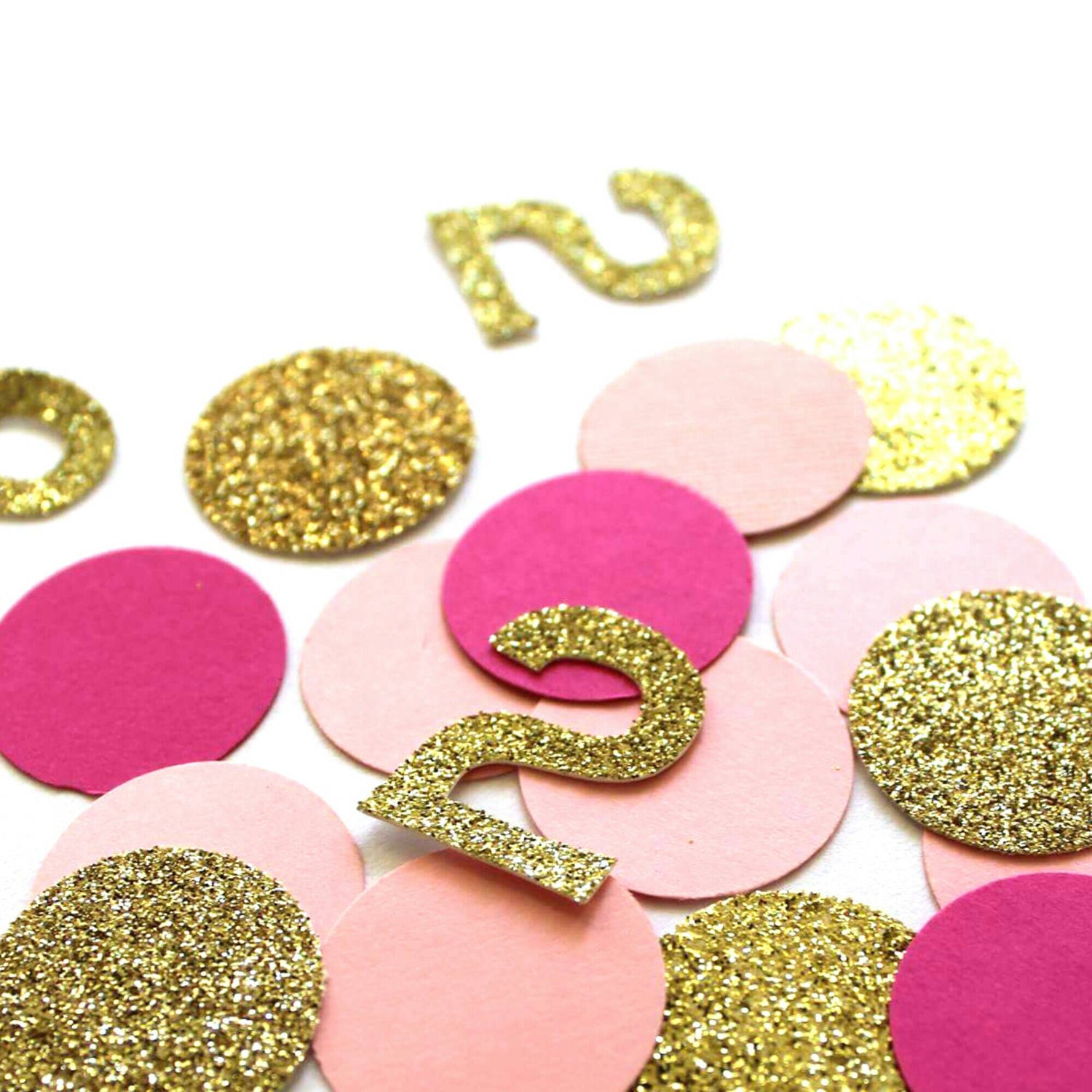 Pink and Gold Confetti. TWO. Birthday Confetti. Two Confetti. | Etsy