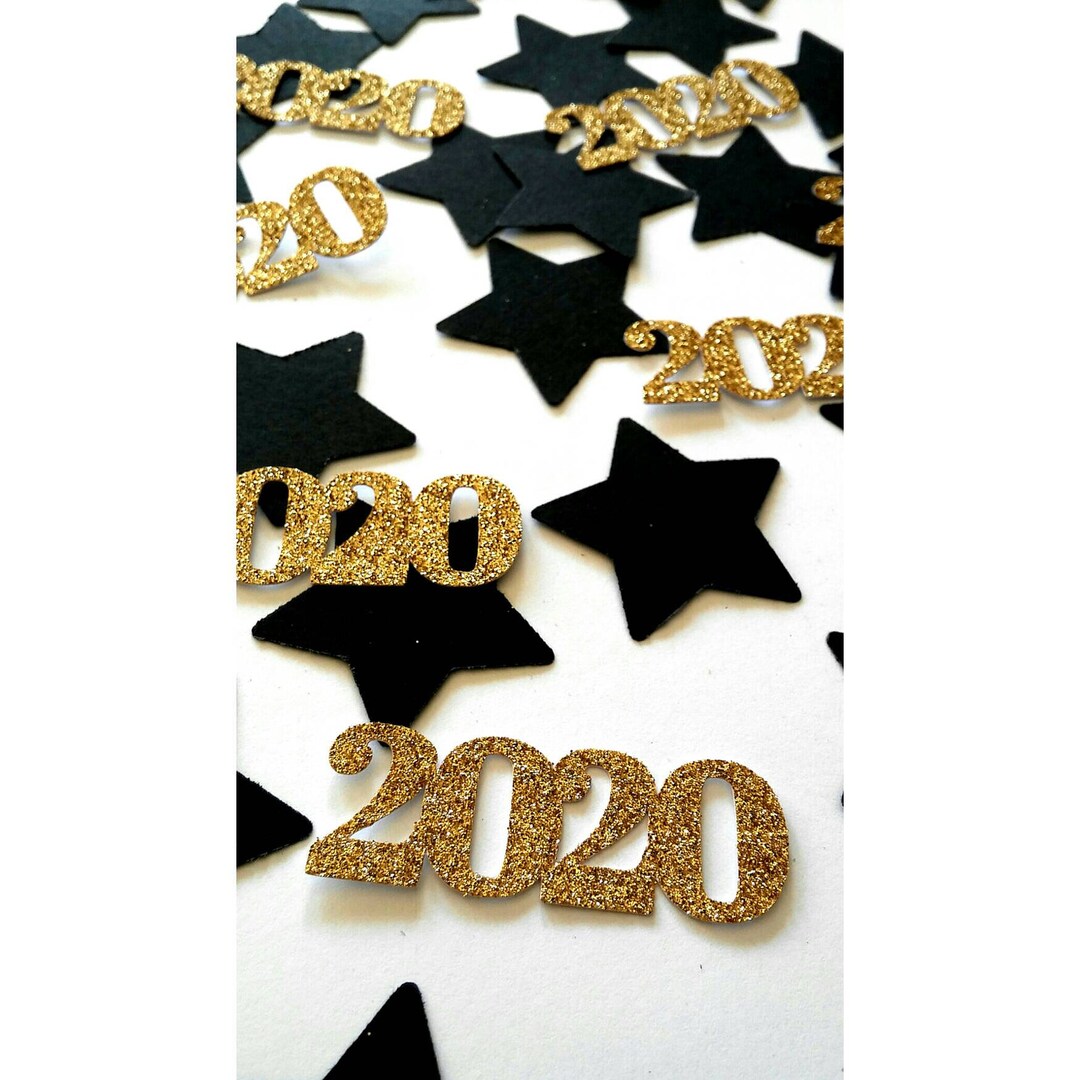 New Years Eve Confetti. 2020 Confetti. Black and Gold. New Years Eve ...