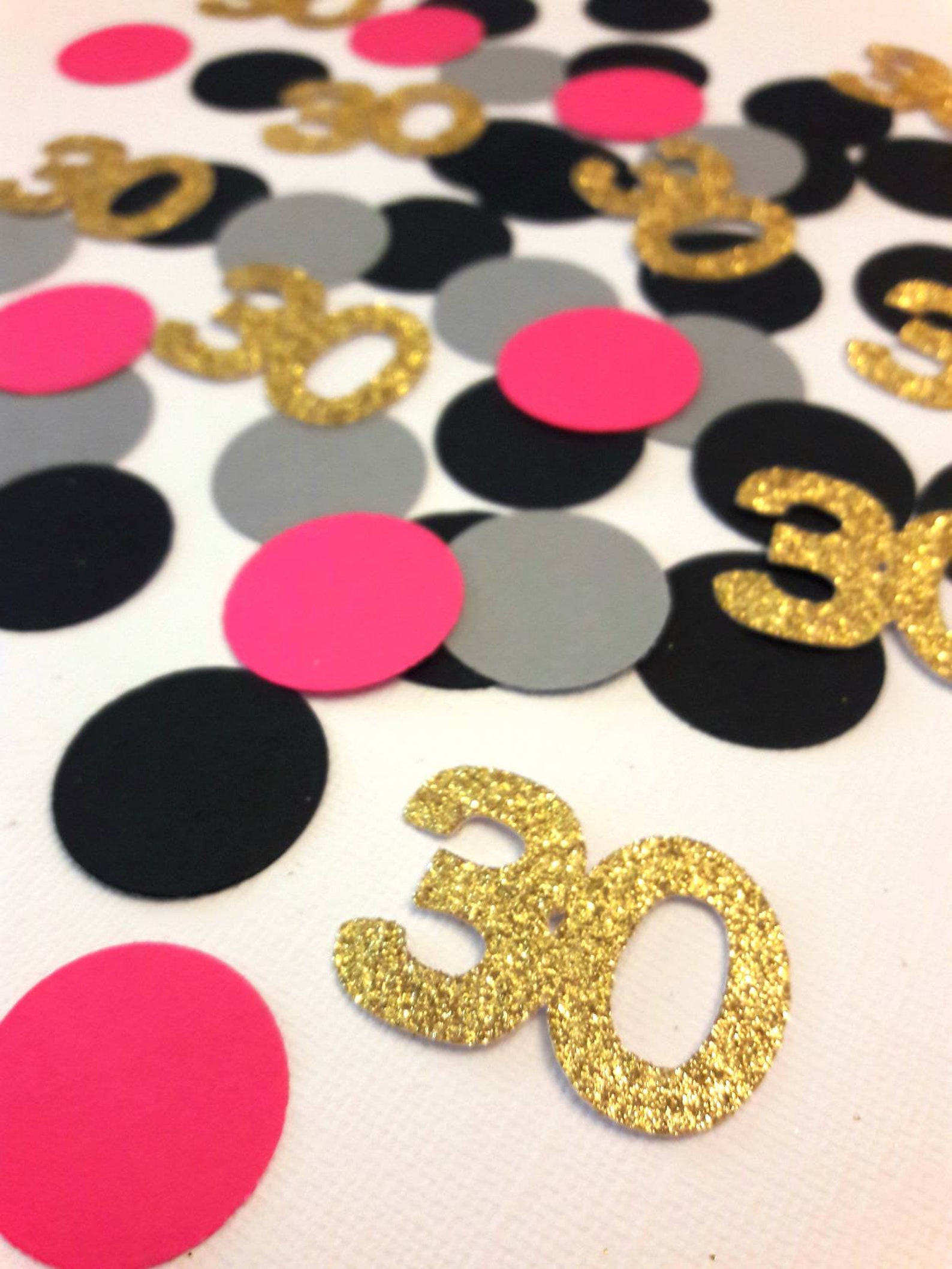 30th Birthday Confetti: Gold Glitter, Hot Pink & Black Table Scatter - Etsy