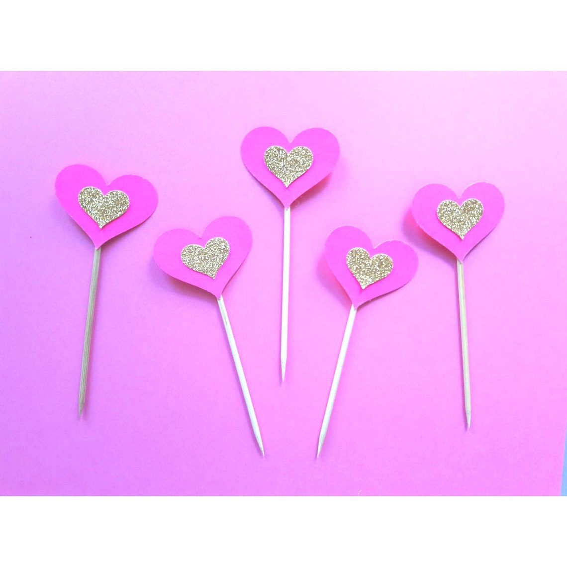 Heart Cupcake Toppers. Hot Pink + Gold. Hot Pink Hearts. Hot Pink ...