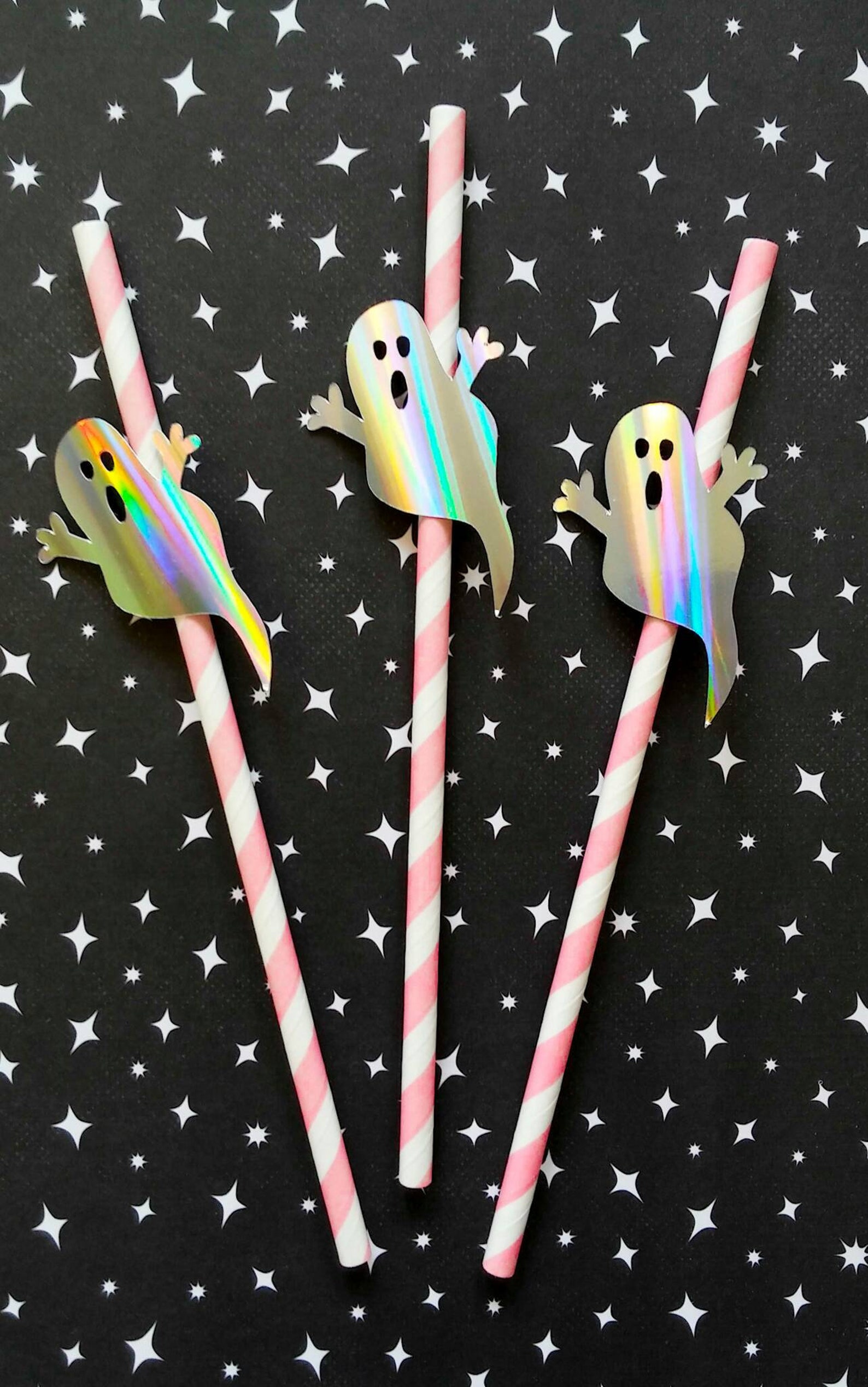 Pastel Halloween. Pink Halloween. Halloween Straws. Ghost - Etsy