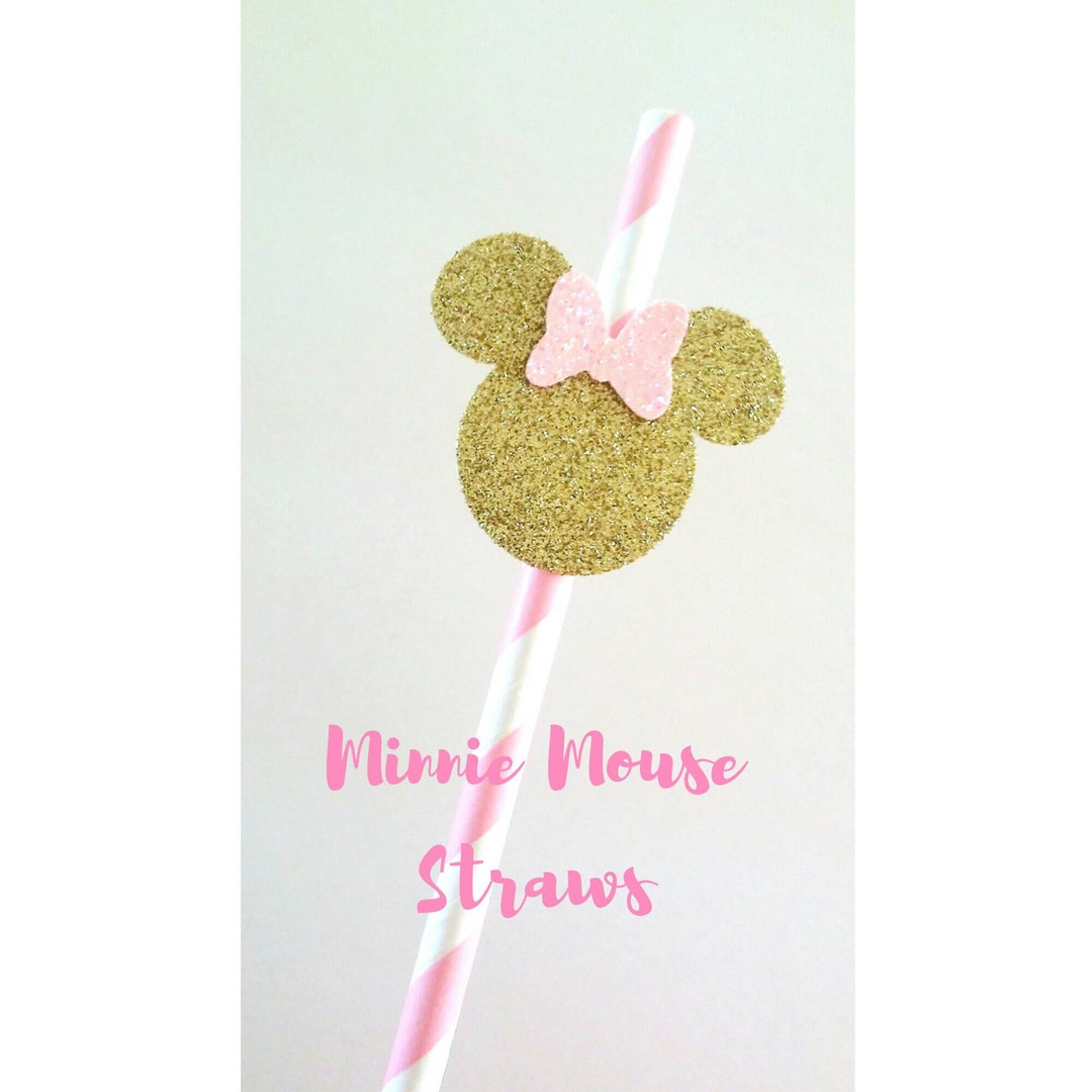 Minnie Mouse Paper Straws, Pink & Gold Party Decor - Etsy