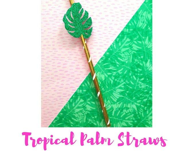 Tropical Straws. Tropical Palm. Palm Leaves. Tropical Plates. - Etsy
