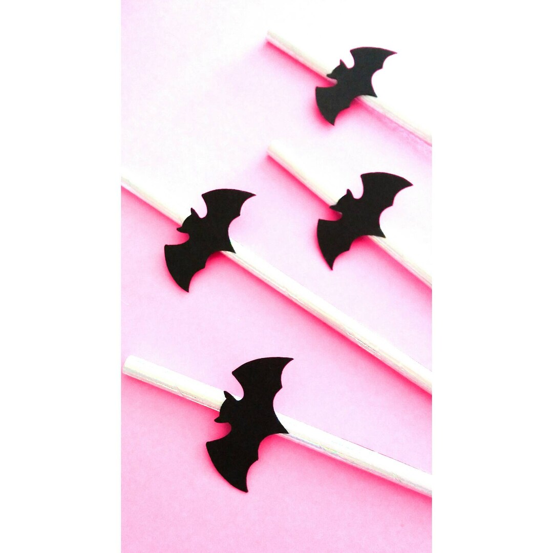 Pink Halloween. Pastel Halloween. Halloween Straws. Bat Straws ...