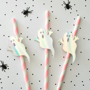 Pastel Halloween. Pink Halloween. Halloween Straws. Ghost Straws. Ghost ...