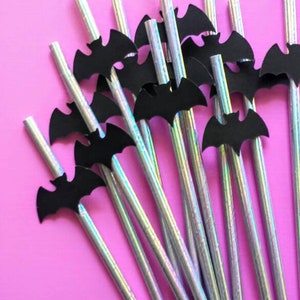 Pink Halloween. Halloween Straws. Bat Straws. Modern Halloween ...