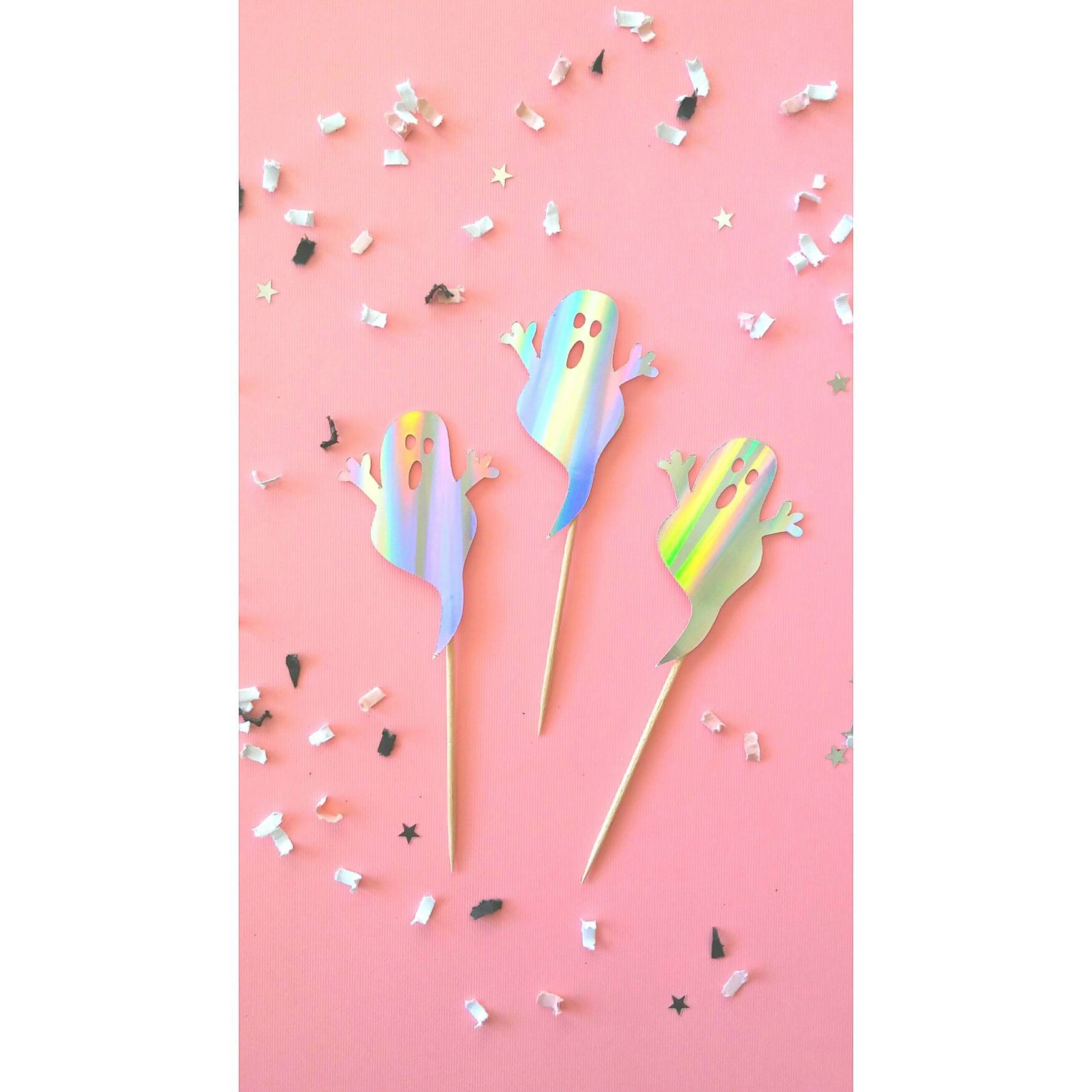 Pink Halloween. Pastel Halloween. Ghost Cupcake Toppers. - Etsy