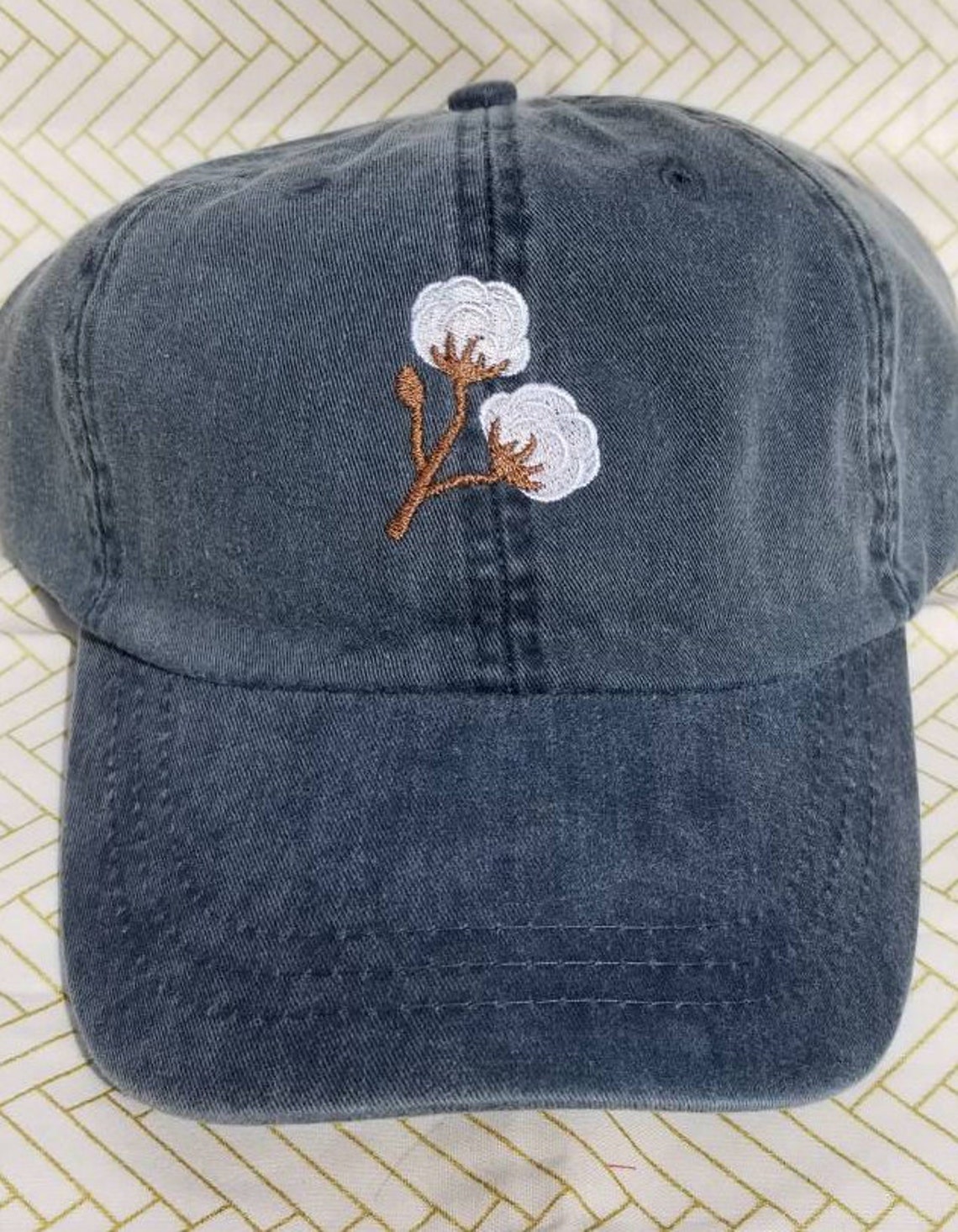 Cotton Branch Embroidered Baseball Hat Cotton Boll - Etsy