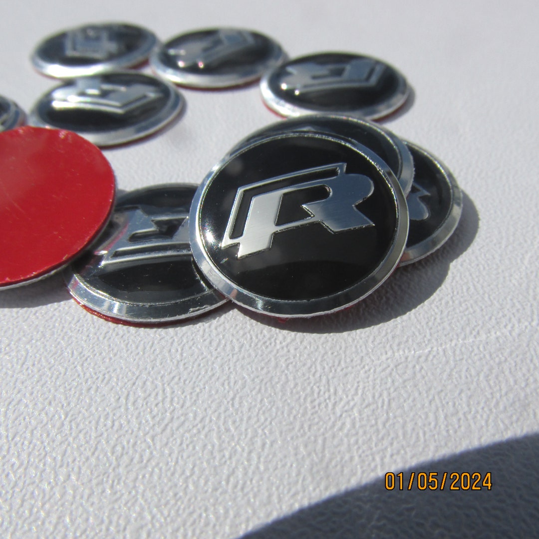 VW Volkswagen R Line Key Fob Badge Metal Sticker Emblem 3D Embossed ...