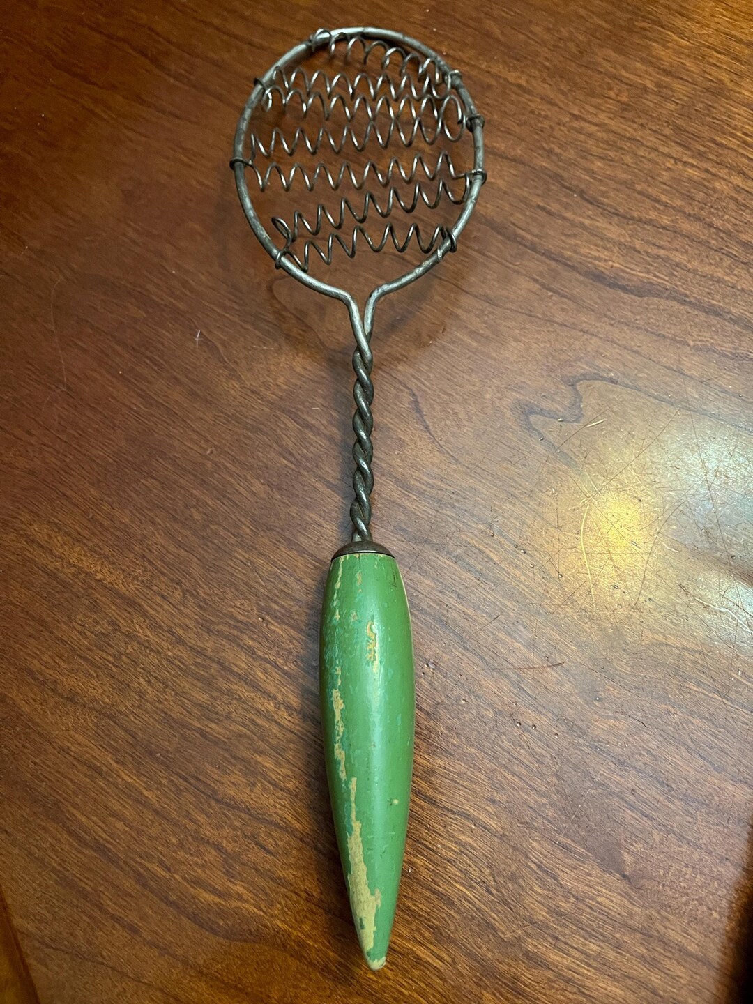 Vintage Green Wood Handle Coil Whisk/strainer, Rare Kitchen Utensil. - Etsy