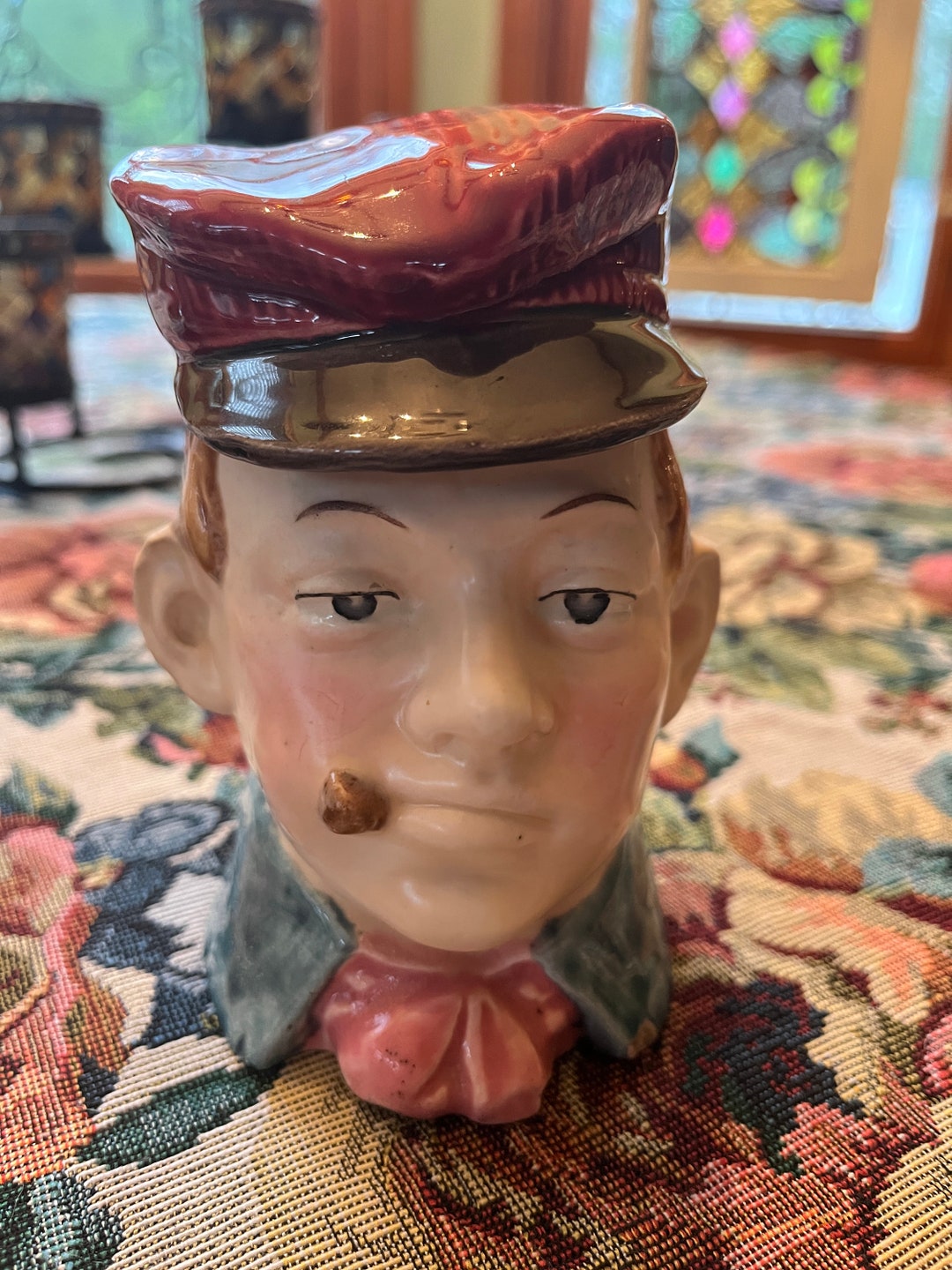 Rare Vintage Austria Tobacco/ Humidor Jar of a Young Man Smoking a ...