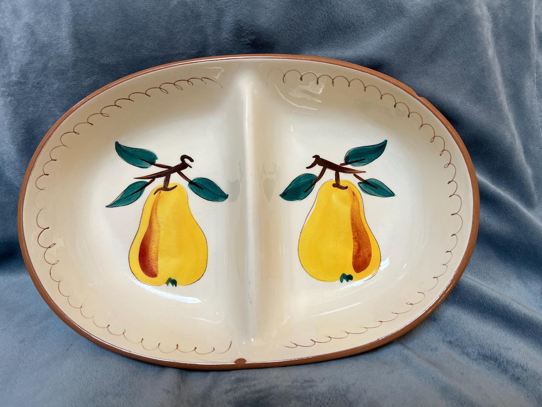 Vintage 1960's Stangl Pottery Ceramic Clay Oval Divided Vegetable Dish ...