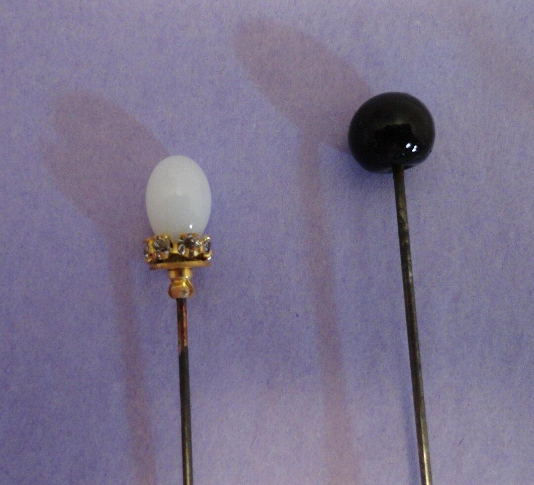 2 Vintage Glass Top Hat Pins 1950'5 - Etsy