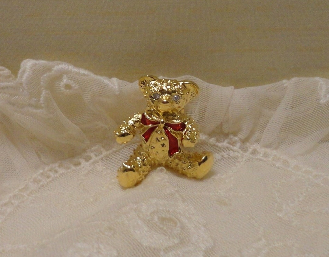 Vintage Avon Gold Tone Teddy Bear Tack Pin - Etsy